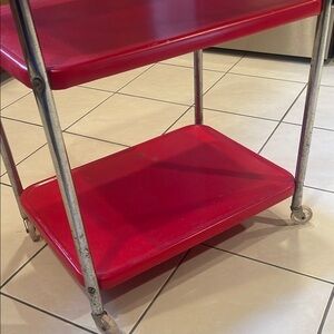 Accents | Vintage Red Metal Rolling 3 Tier Cart | Poshmark